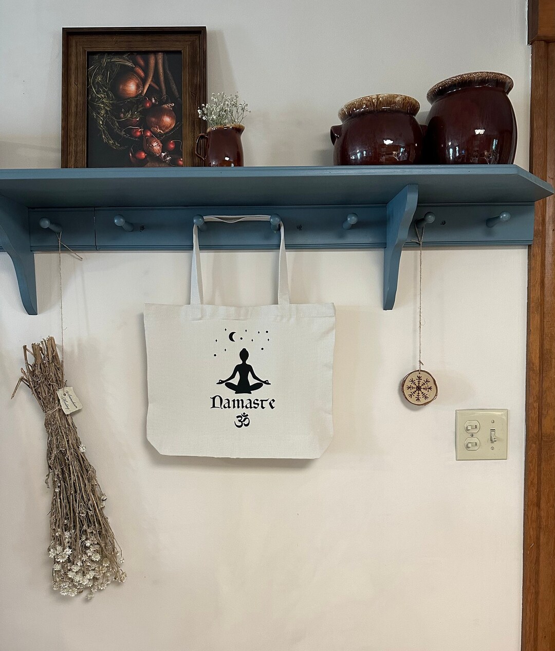 Namaste Canvas Tote Bag/ Reusable Grocery Bag/heavy Duty Tote/produce ...