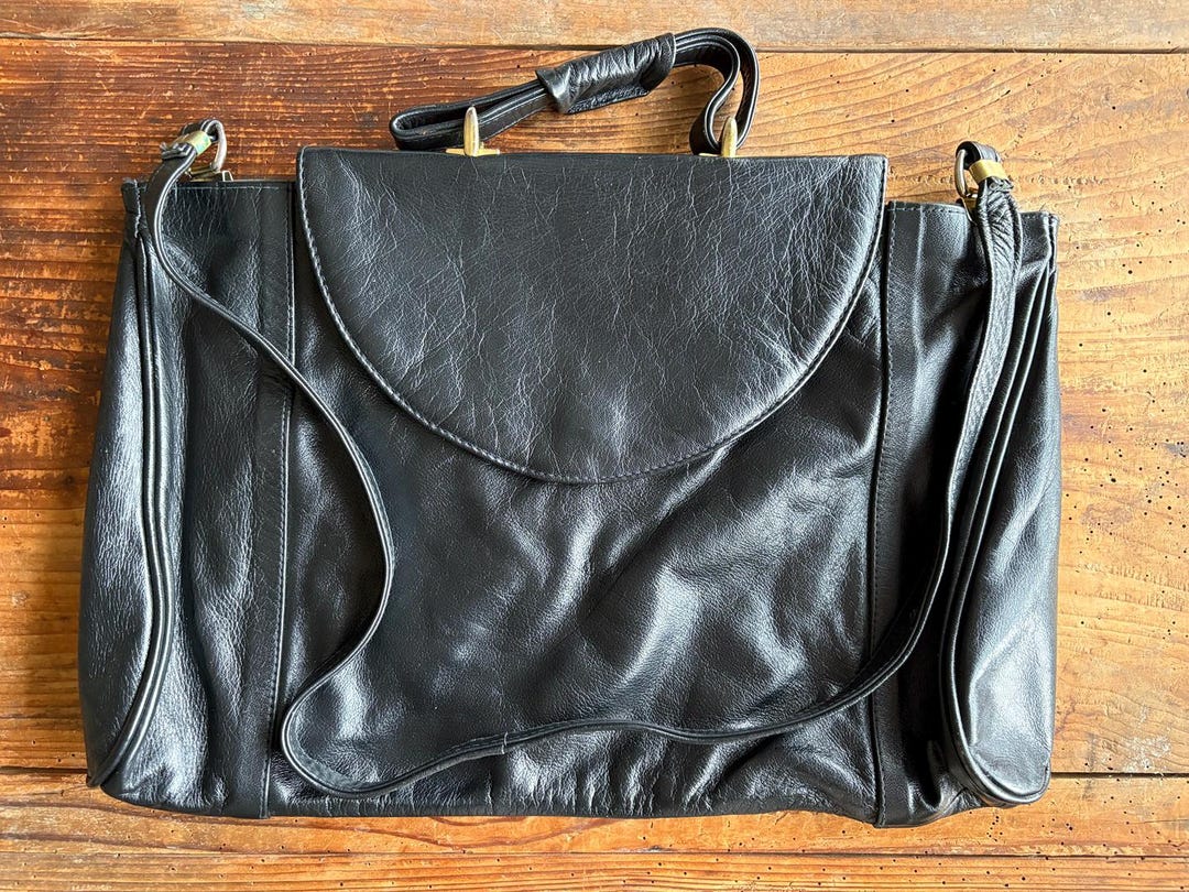 Vintage Office / Laptop Bag // Black, Elegant, 80s - Etsy