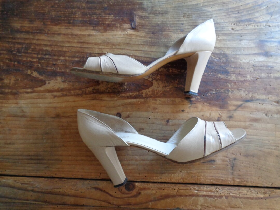 Vintage Sandals (70s) // High Heel, Open Toe, Summer Sandals, Very Soft ...