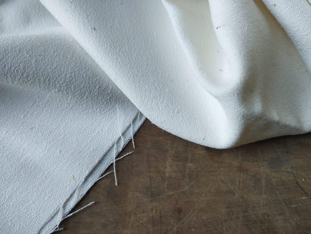 VINTAGE Soft Bourette Silk Fabric // Very Cool and Light, in Creme, 140 ...