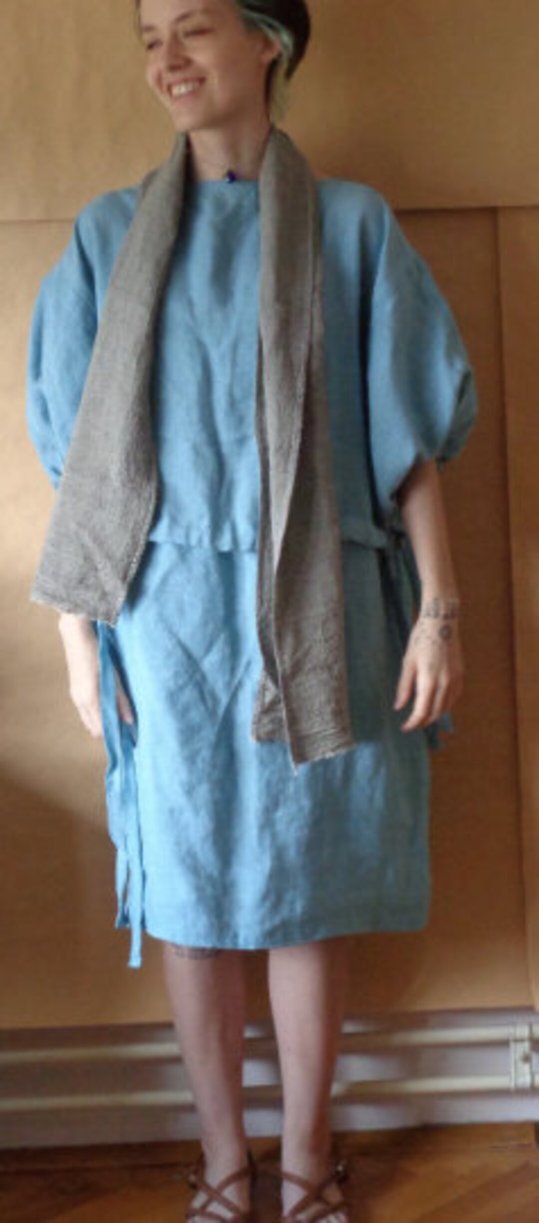 Crinkled / Wrinkled Linen Scarve // Classic, Dark Grey, Ready to Ship ...