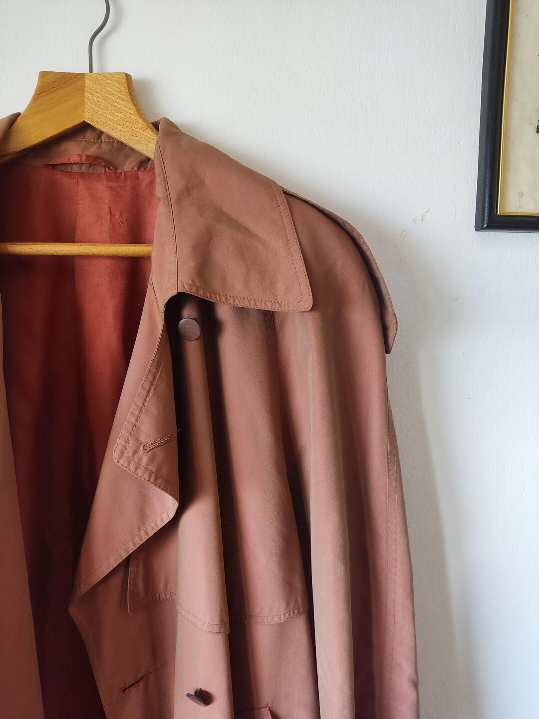Vintage Trench Coat (90s) // Padded Shoulders, With Lining, Pockets and ...