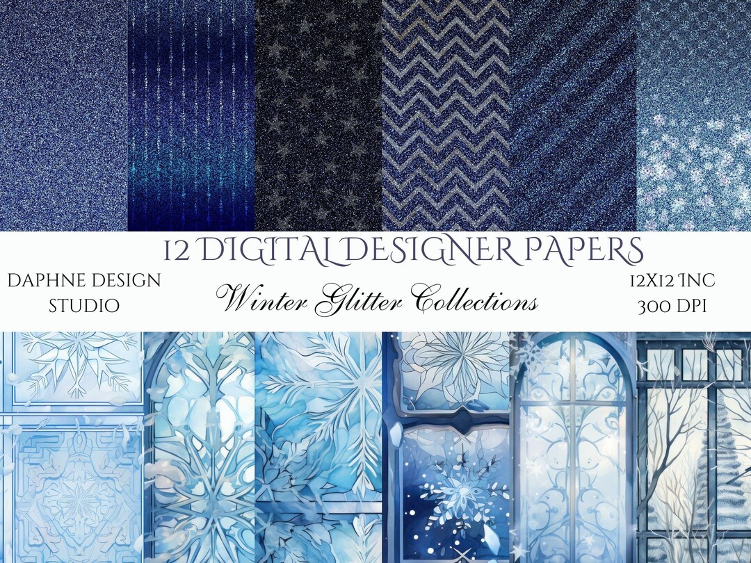 Winter Glitter Snowflakes Digital Paper,white Snow Pack Seamless ...
