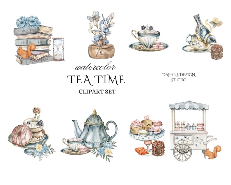 Vintage Blue Tea Time Clipart, Floral Teacup Png, Antique Tea Time ...