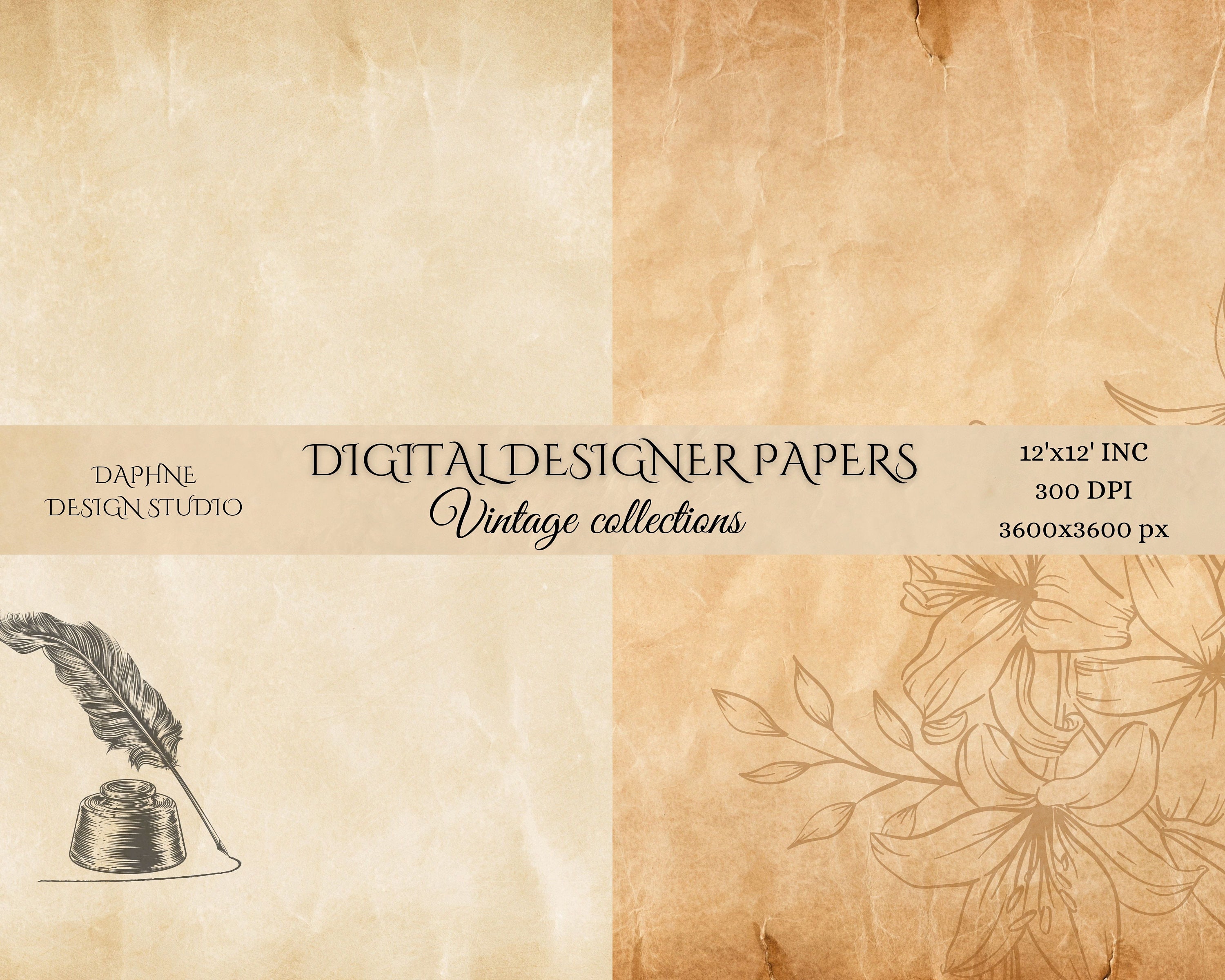 Old Paper Texture, Vintage Digital Paper, Junk Journal Background ...