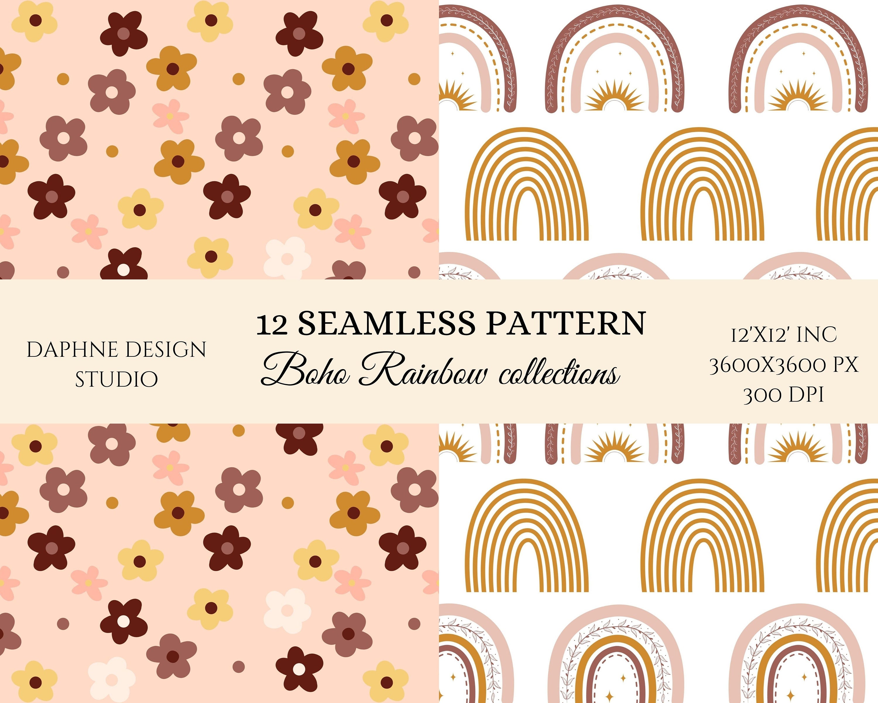 Boho Rainbow Seamless Digital Papers Nursery Repeat Pattern - Etsy