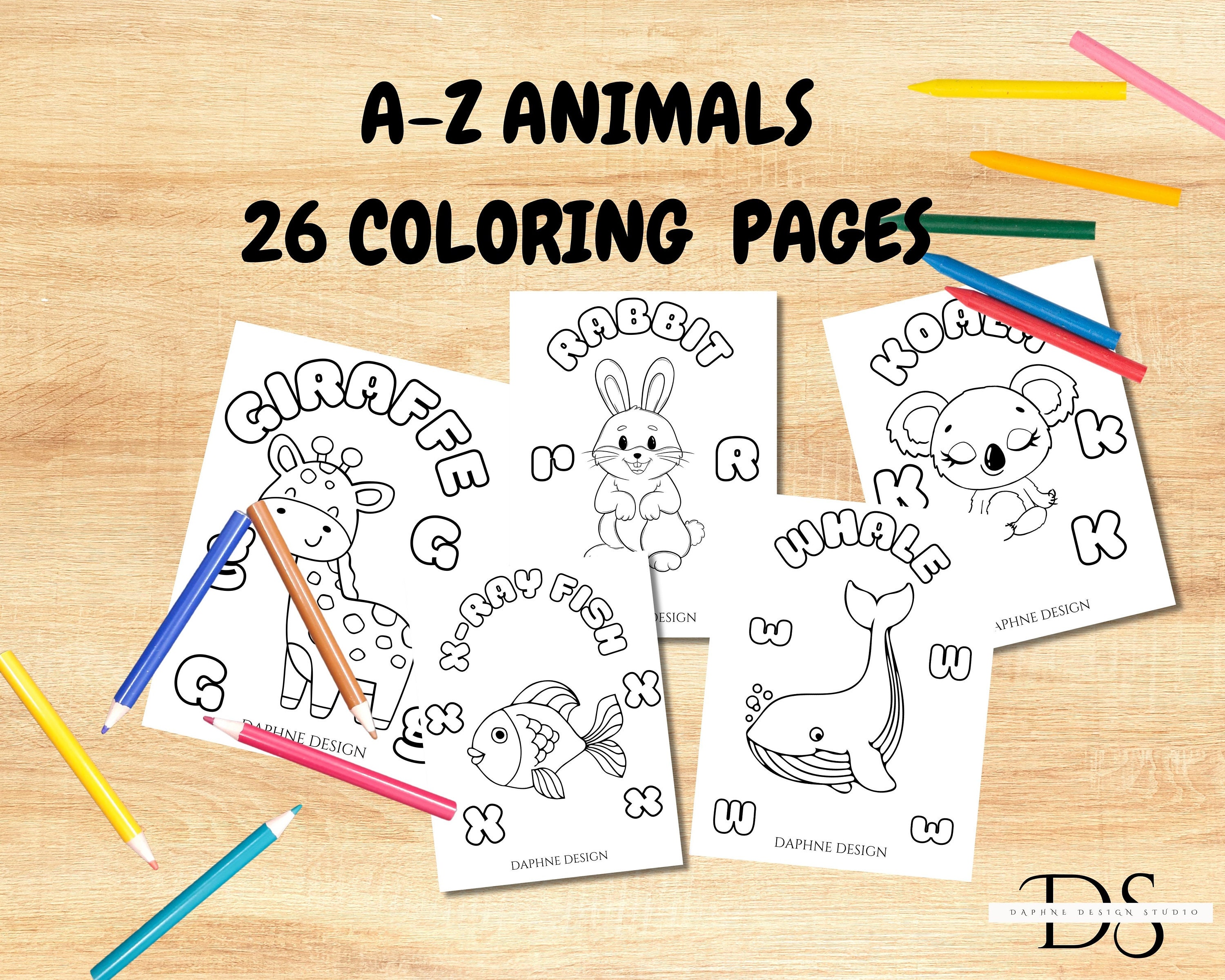 26 Alphabet Animal Coloring Pages,abc Coloring Page,homeschool ...