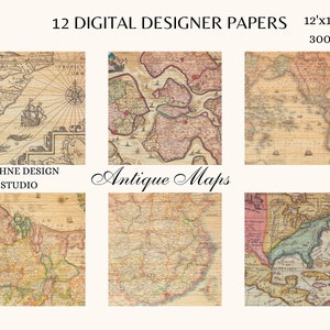 Antique Maps Digital Paper, Vintage Maps, World Map Scrapbook Paper ...