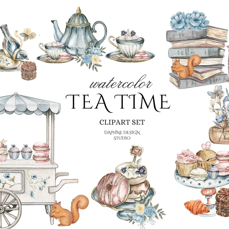 Tea Time Clipart - Etsy