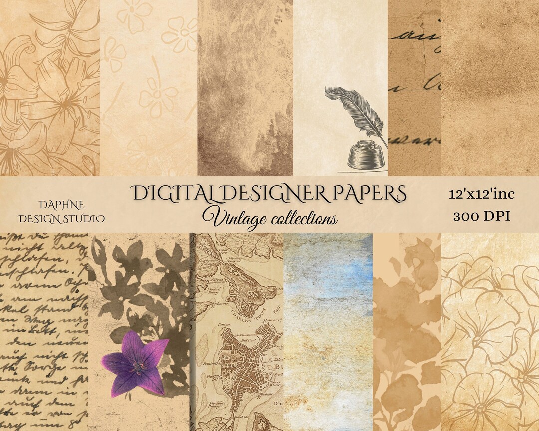 Old Paper Texture, Vintage Digital Paper, Junk Journal Background ...