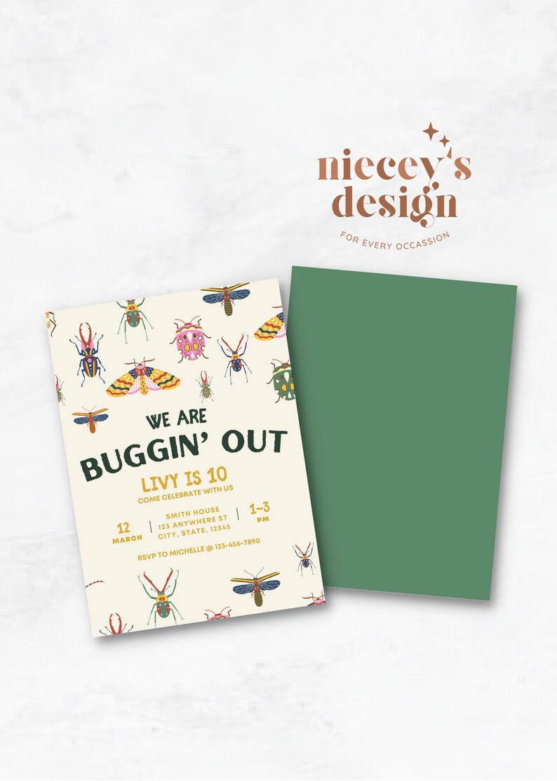 Kids Bug Birthday Invitation Insect Birthday Invite, Garden Birthday ...