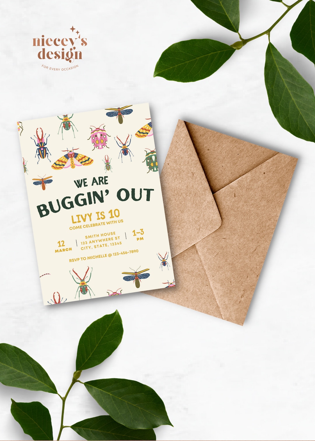 Kids Bug Birthday Invitation Insect Birthday Invite, Garden Birthday ...