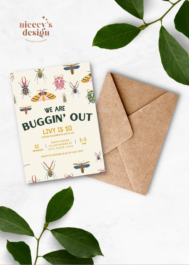 Kids Bug Birthday Invitation Insect Birthday Invite, Garden Birthday ...