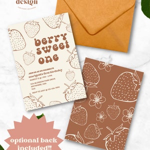 Berry Sweet One Kids Birthday Invitation | Minimalist Cute Kids First ...