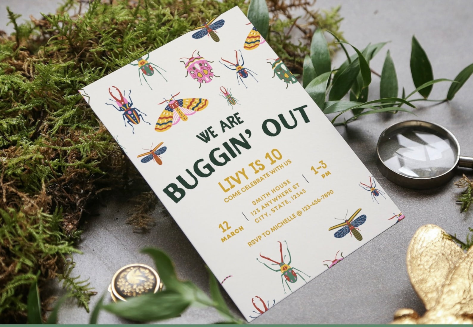 Kids Bug Birthday Invitation Insect Birthday Invite, Garden Birthday ...