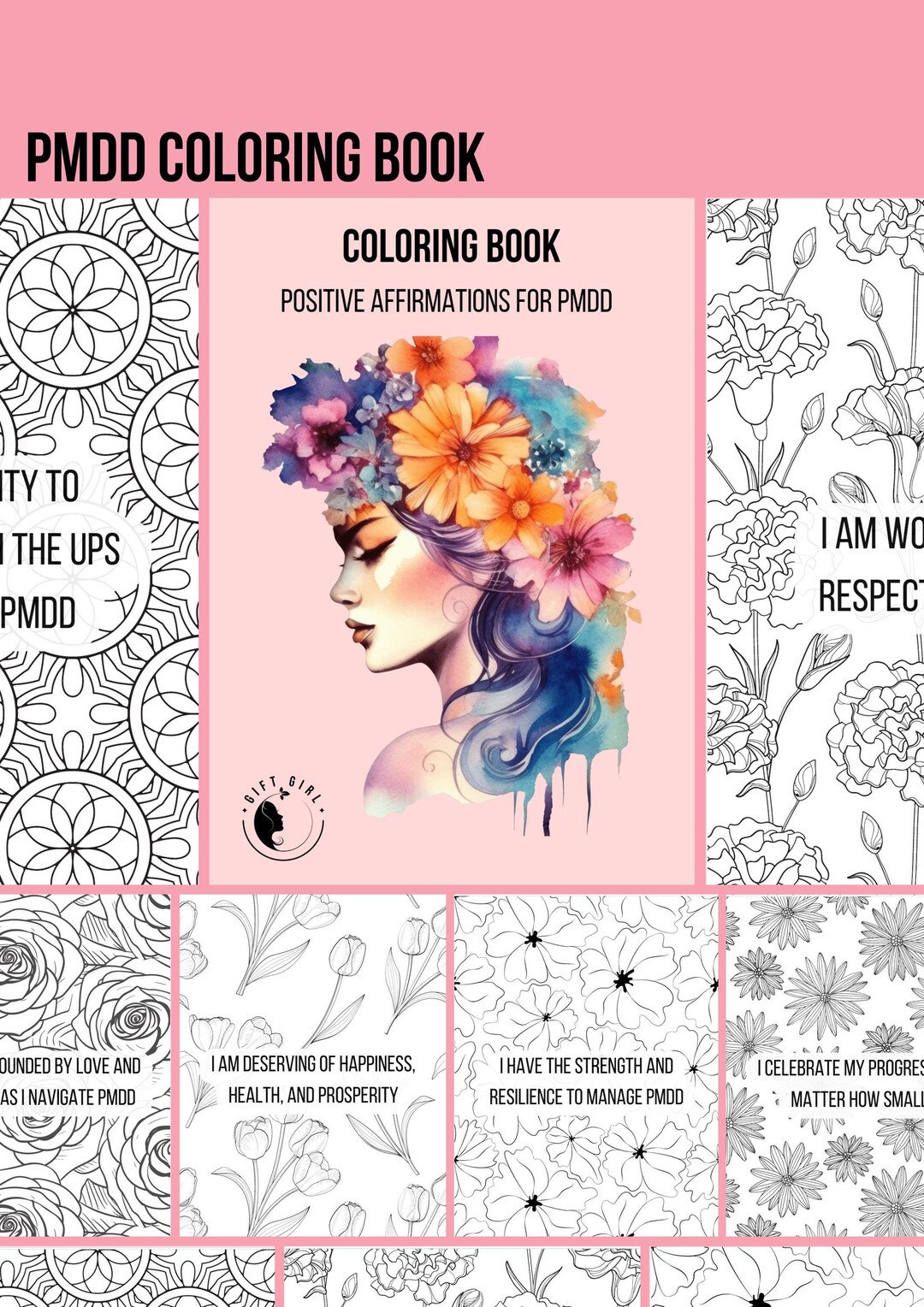 PMDD Coloring Book | Positive Affirmations | 10 Pages | Digital PDF ...