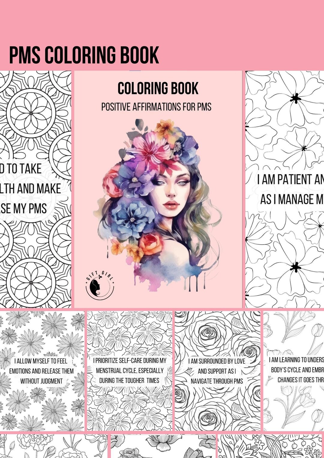 PMS Coloring Book | Positive Affirmations | 10 Pages | Digital PDF ...