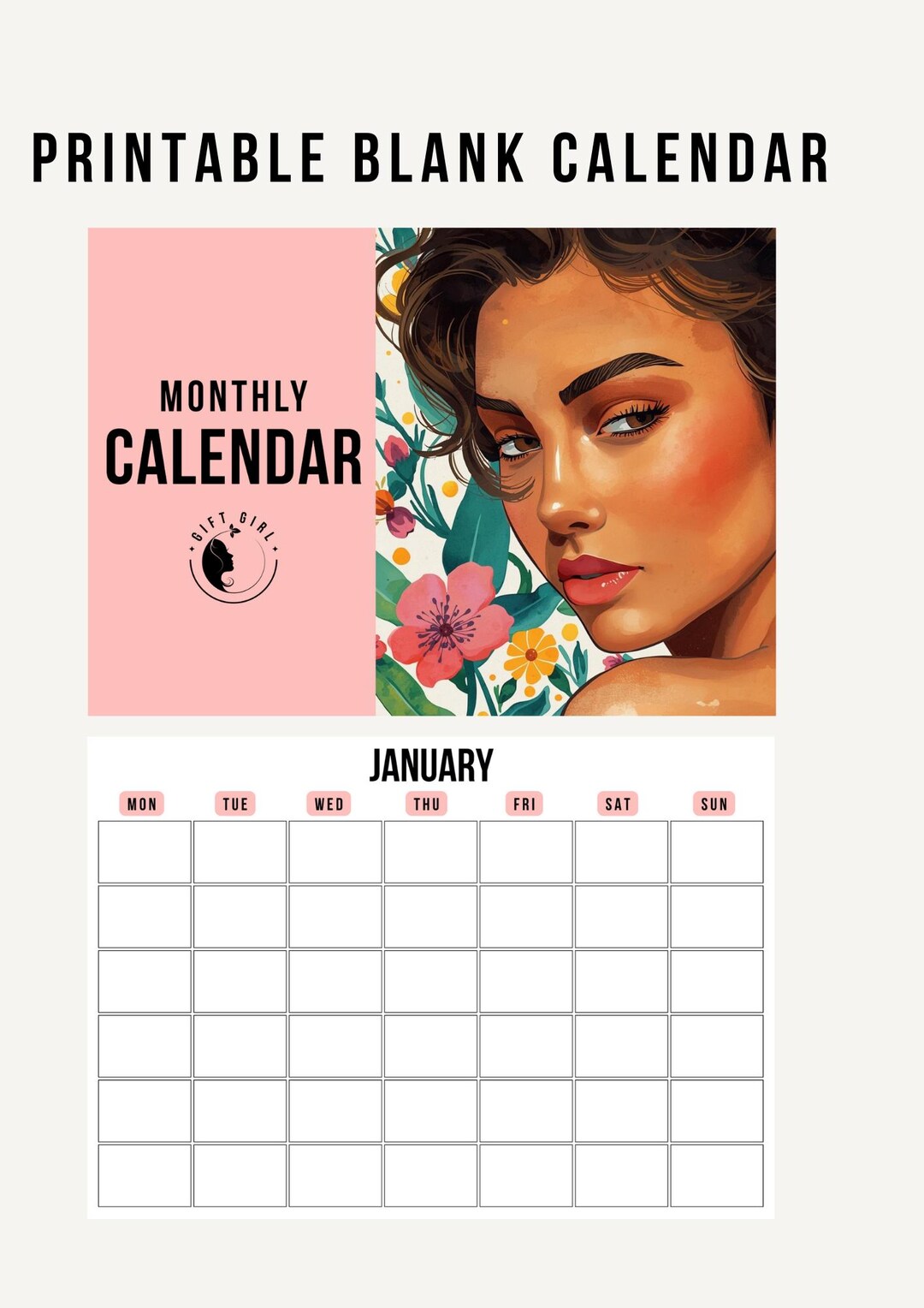 Printable Blank Calendar | January to December | A4 Landscape | Gift ...