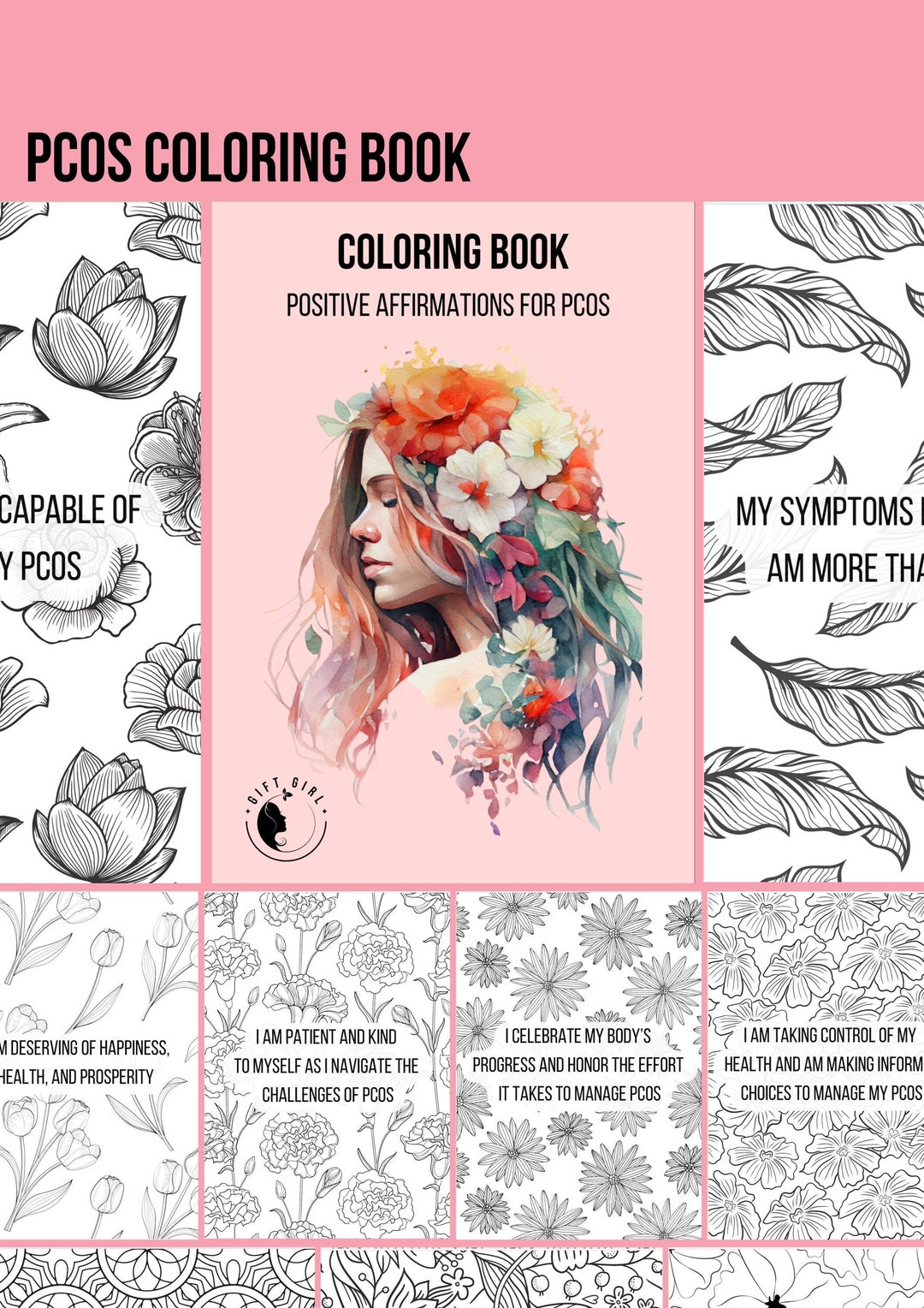 PCOS Coloring Book | Positive Affirmations | 10 Pages | Digital PDF ...