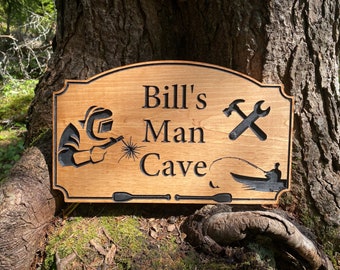 Personalized Man Cave Sign Custom Engraved Wood Sign Home Decoration ...