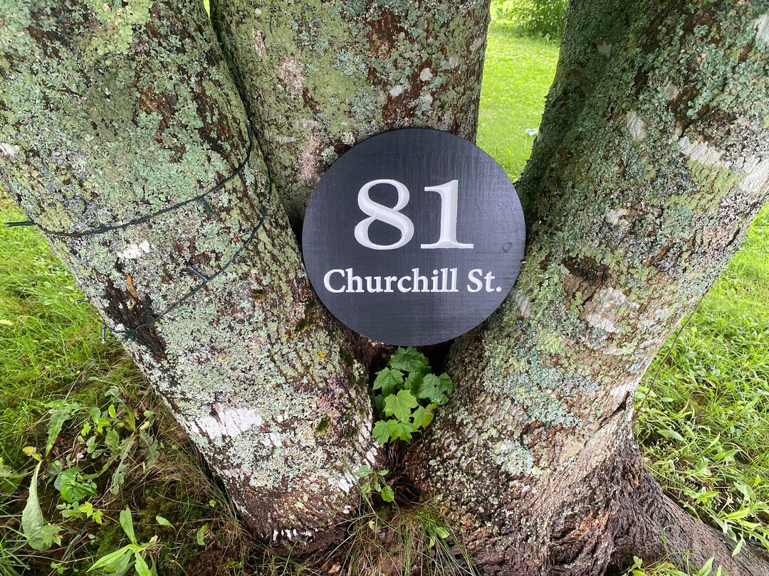 Personalized Wood Round Address Sign - Etsy
