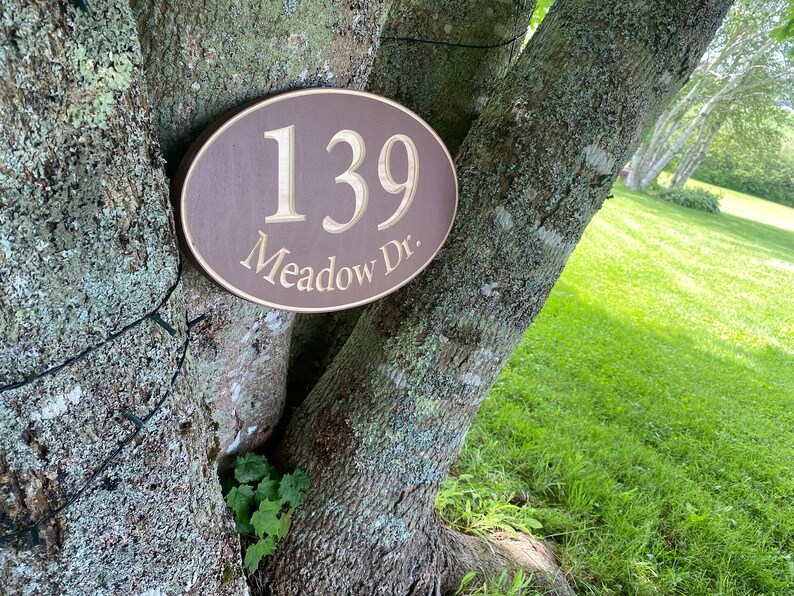 Personalized Wooden Oval Address Sign - Etsy