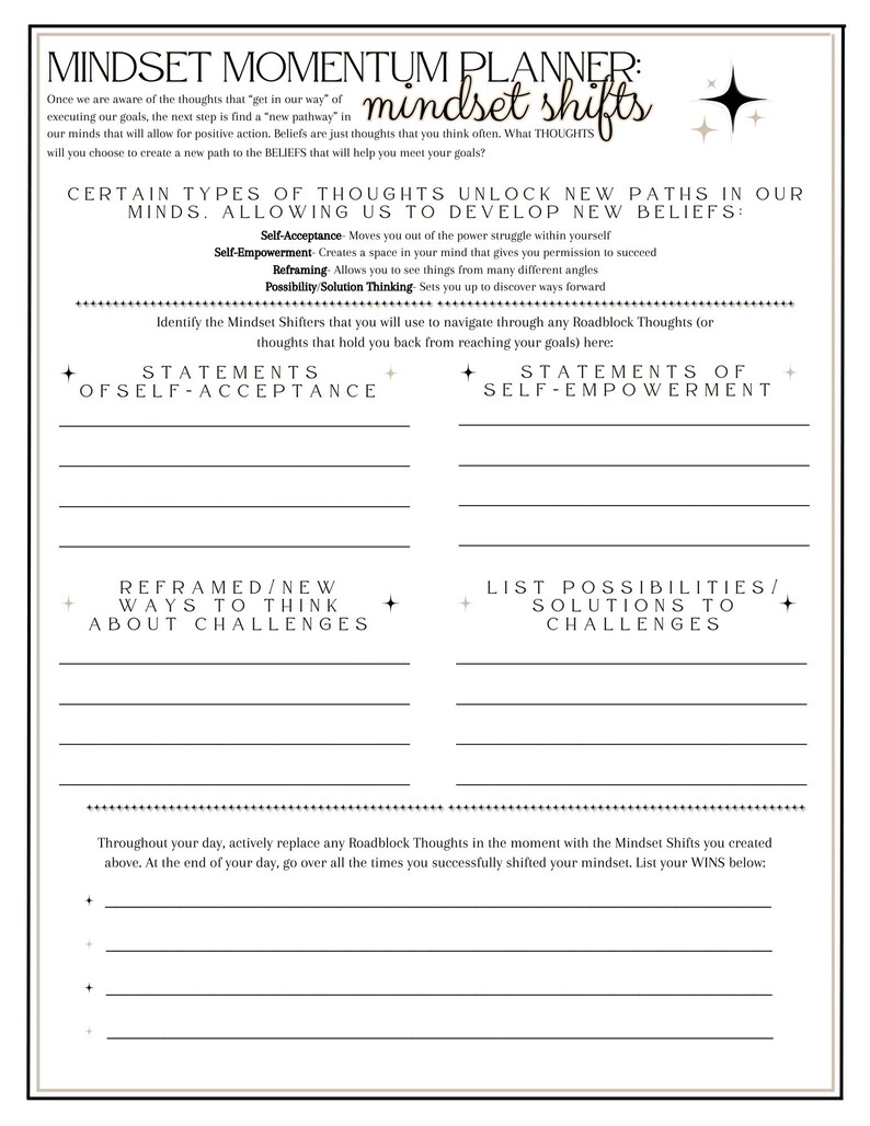 Mindset Shift Worksheet for Shifting From Fixed to Growth Mindsets ...