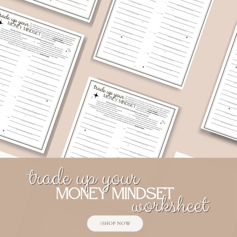 Trade up Your Money Mindset Worksheet for Planning Financial Goals ...