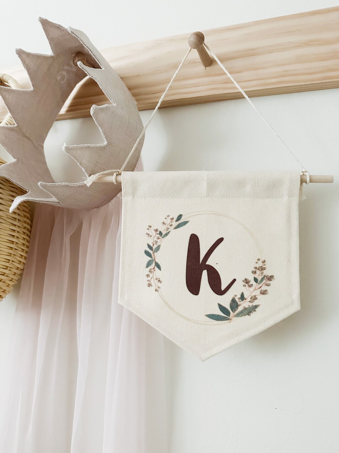 Custom Initial Banner Sublimation Print Canvas Bunting Nursery Decor ...