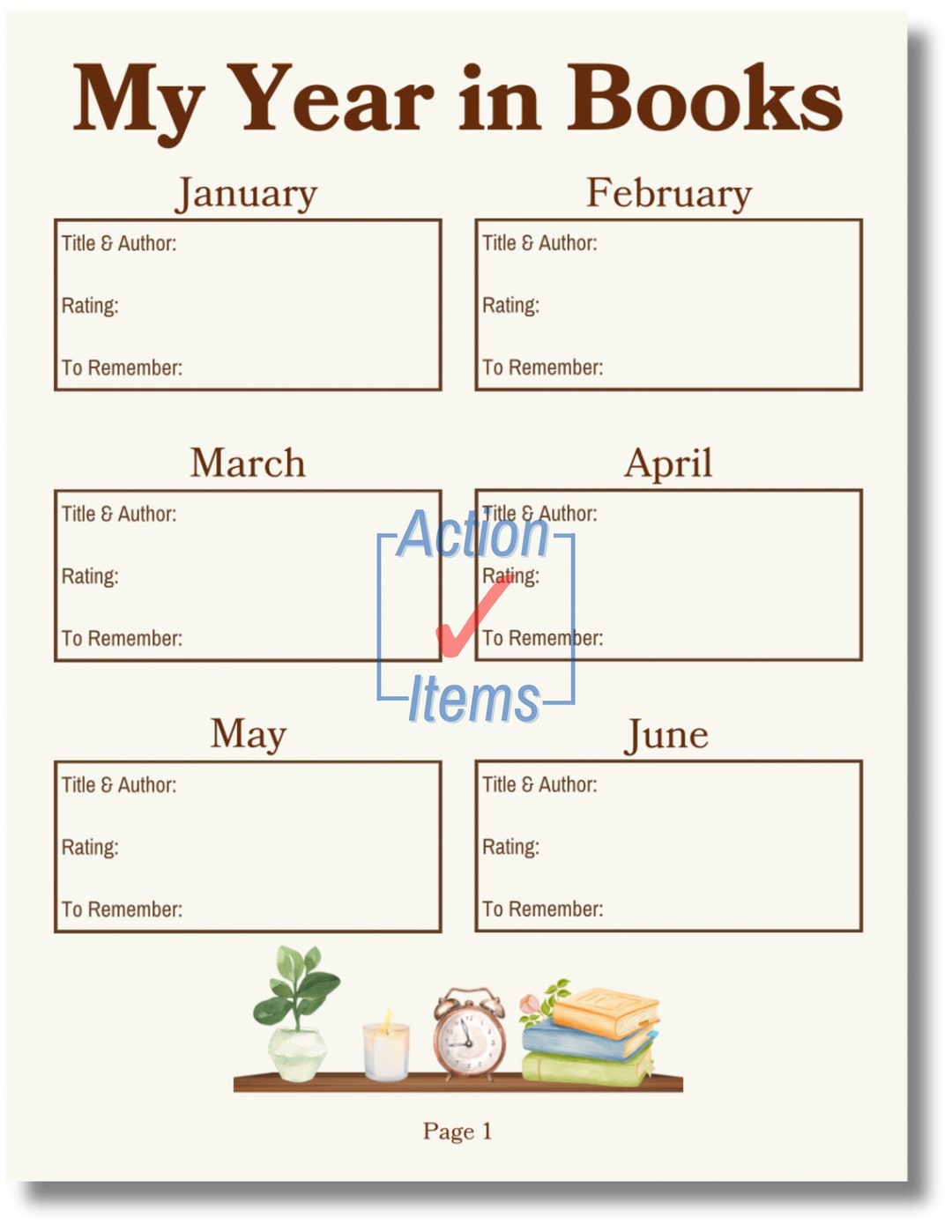 My Year in Books Two Page Tracker - Etsy