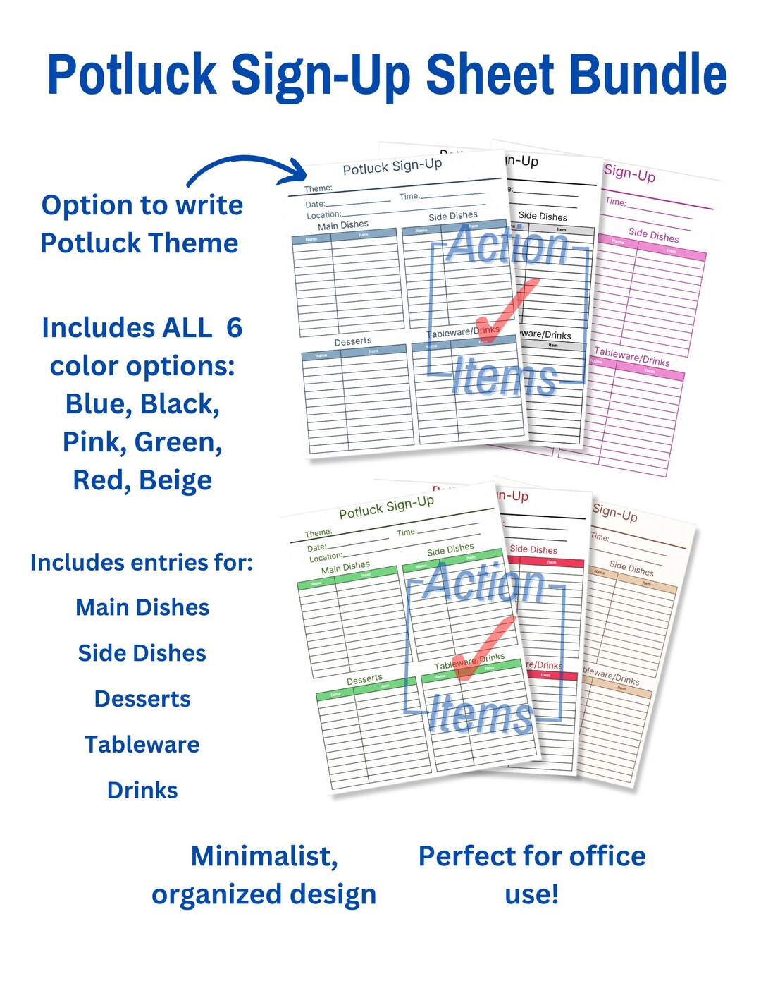 Printable Potluck Sign up Sheet Bundle - Etsy