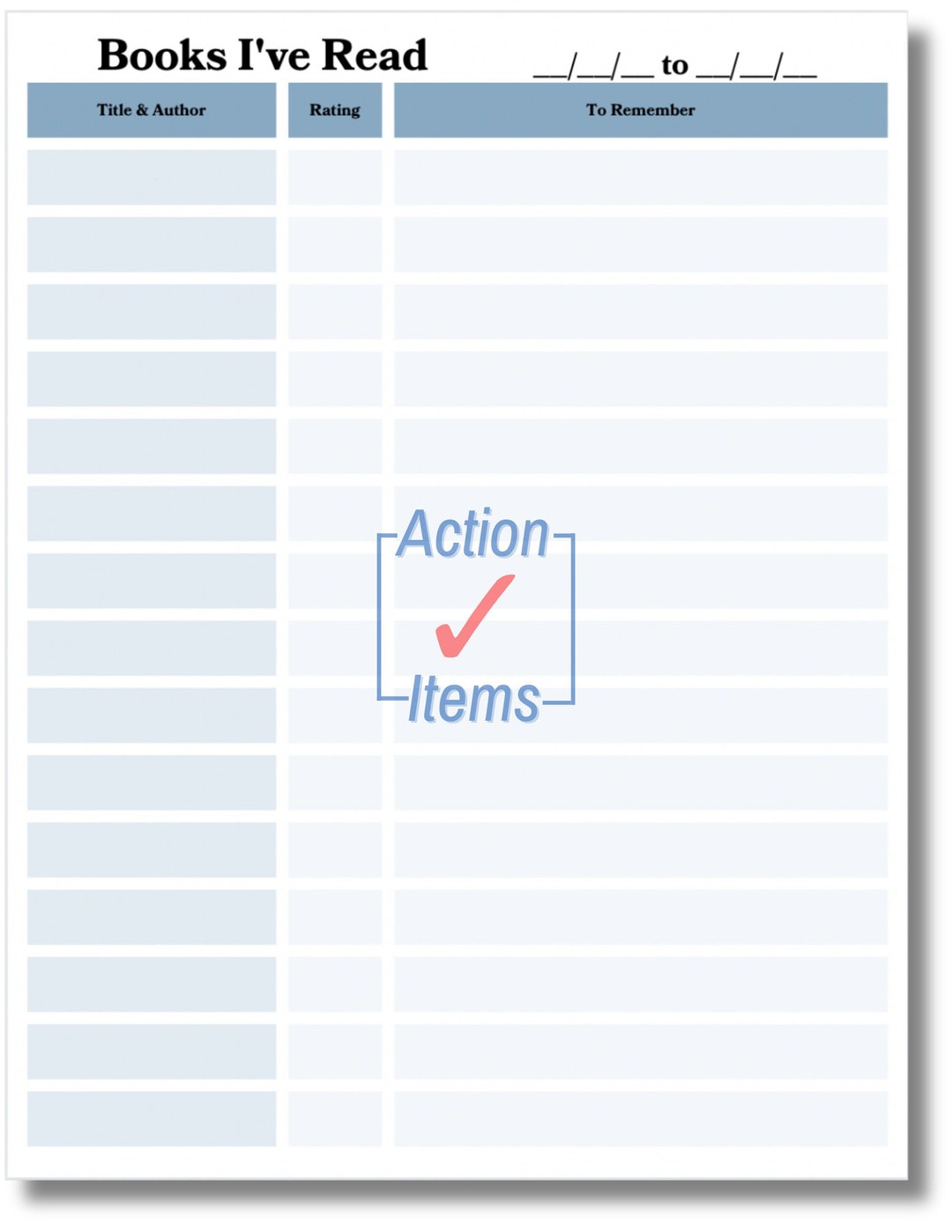 Books I've Read Tracker Blue Theme - Etsy