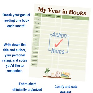 My Year in Books One Page Tracker - Etsy