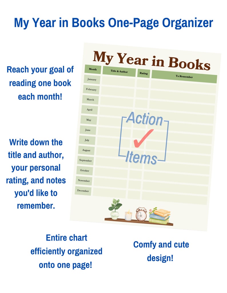 My Year in Books One Page Tracker - Etsy