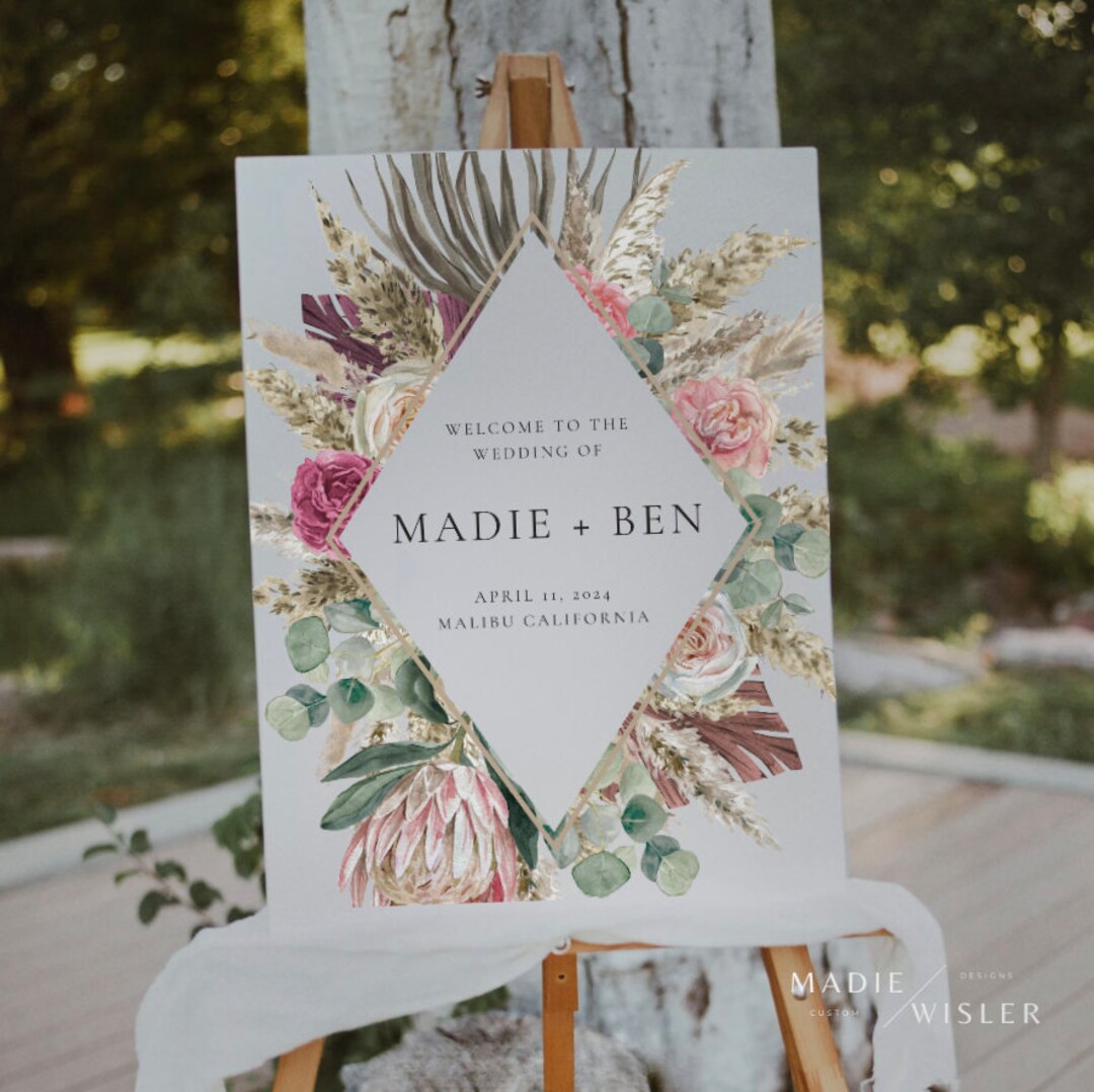 Bohemian Floral Wedding Welcome Sign | Spring Wedding Sign | Bohemian ...