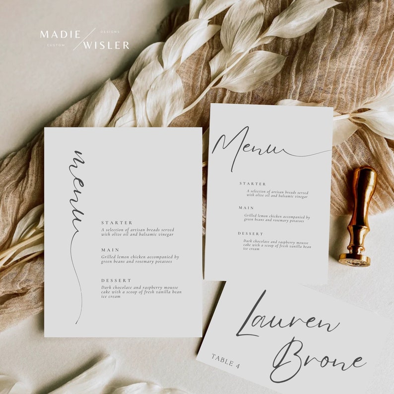 Minimalist Wedding Menu Wedding Menu Sign Modern Minimalist Menu Sign ...