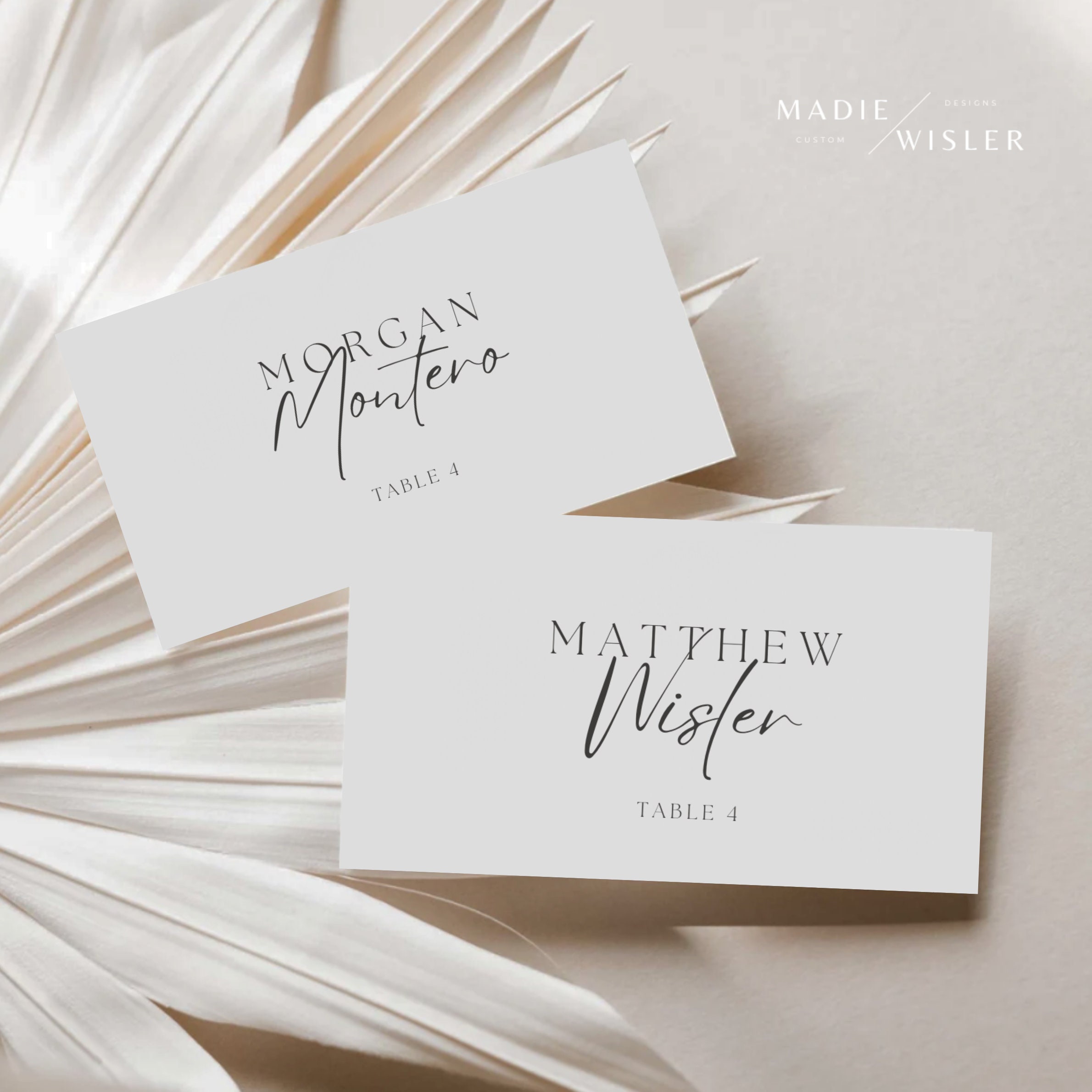 Minimalist Place Cards | Wedding Place Card Template | Printable Place ...