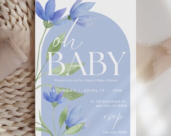 Floral Baby Shower Invitation | Yellow Flower Baby Shower | Baby Shower ...