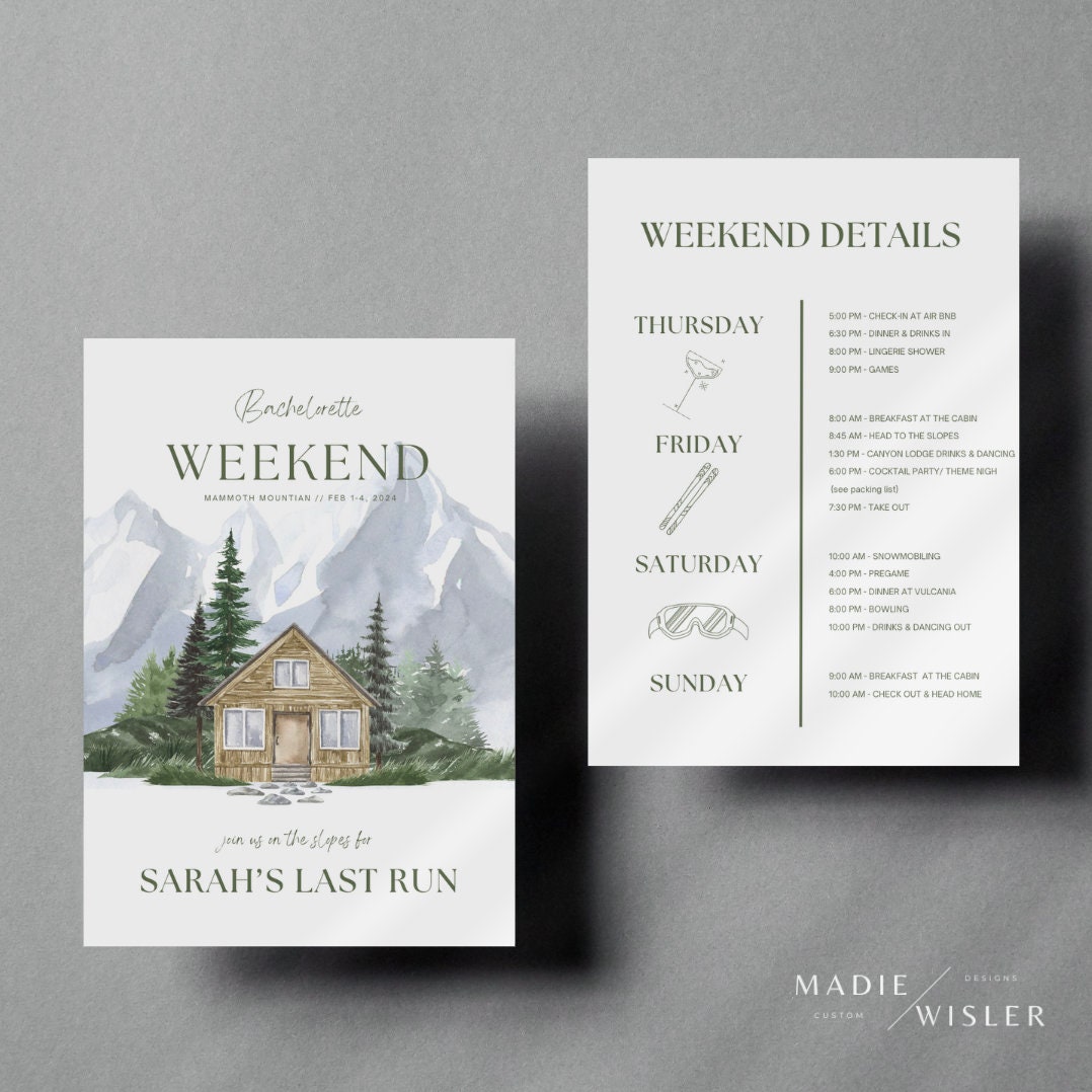 Mountain Bachelorette Invitation | Après Ski Invite| Mountain ...