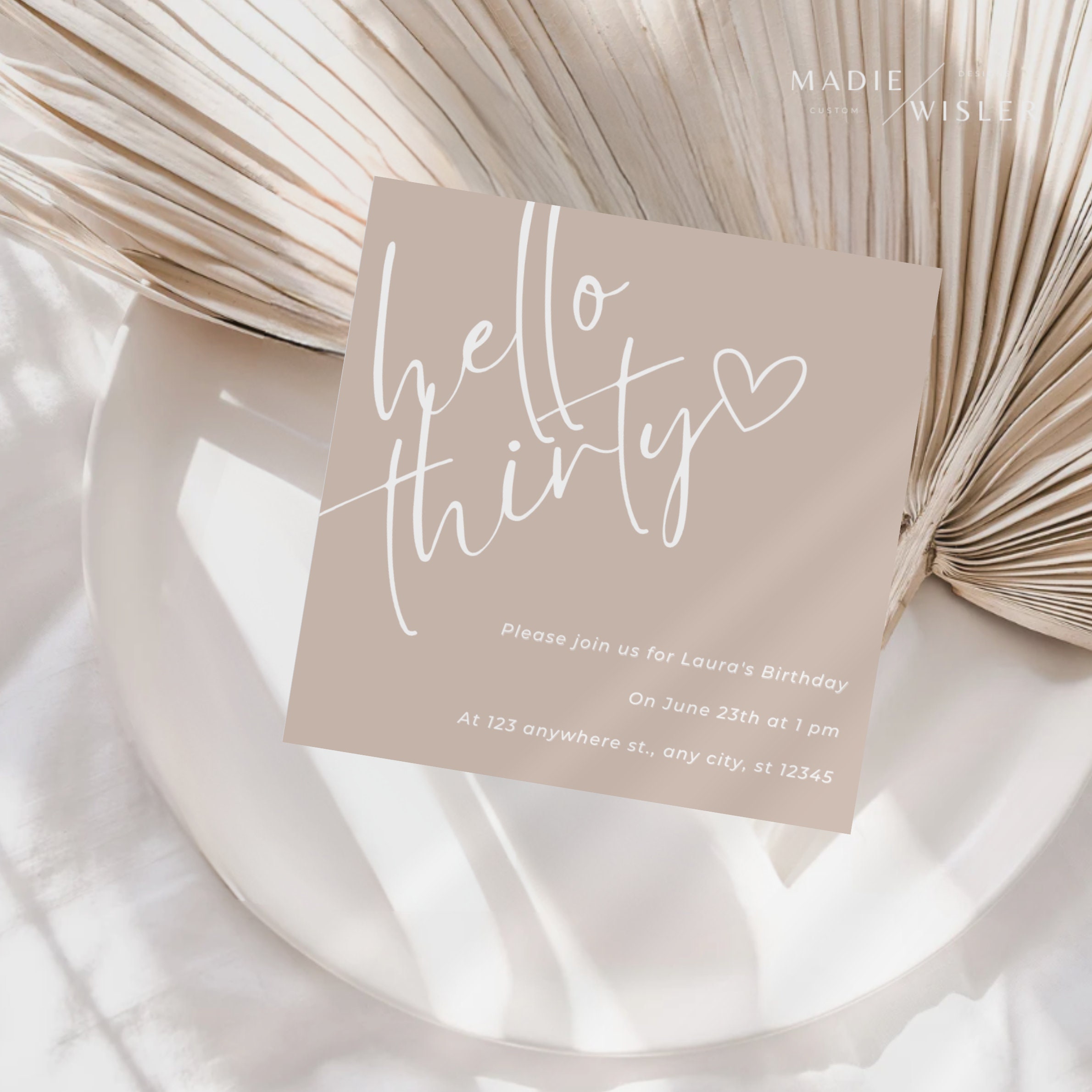 Minimalist 30th Birthday Invitation | Invitation Template | Bohemian ...