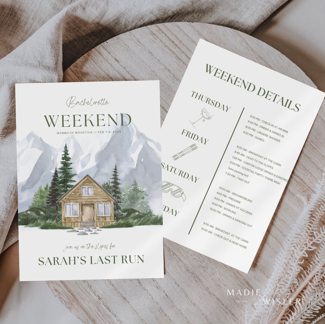 Mountain Bachelorette Invitation | Après Ski Invite| Mountain ...