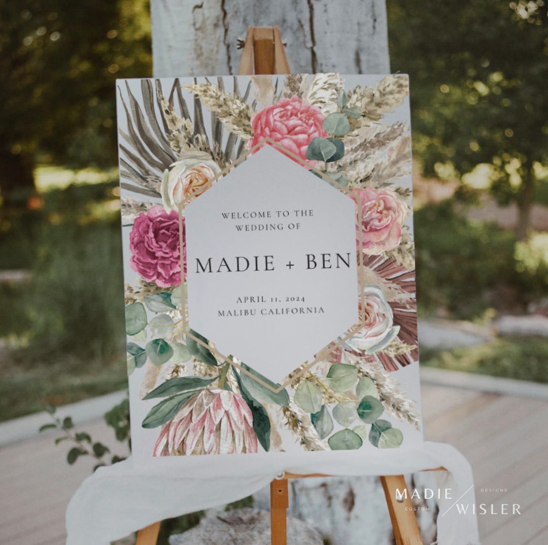 Bohemian Floral Wedding Welcome Sign | Spring Wedding Sign | Bohemian ...