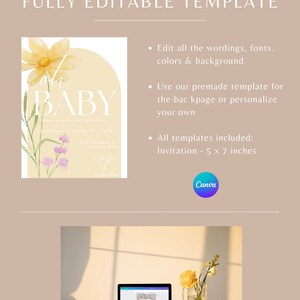 Floral Baby Shower Invitation | Yellow Flower Baby Shower | Baby Shower ...