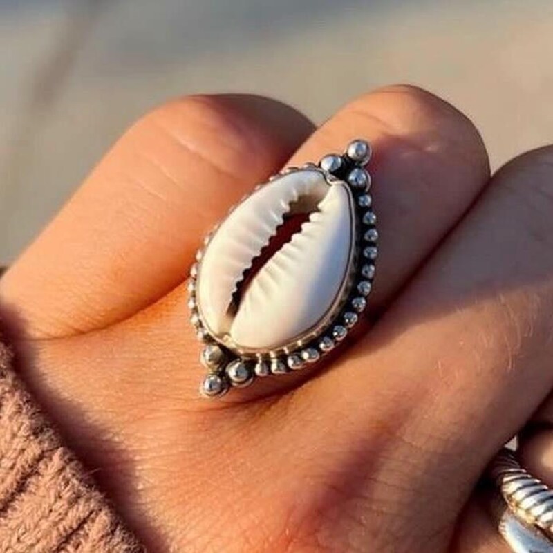 Cowrie Shell Ring - Etsy