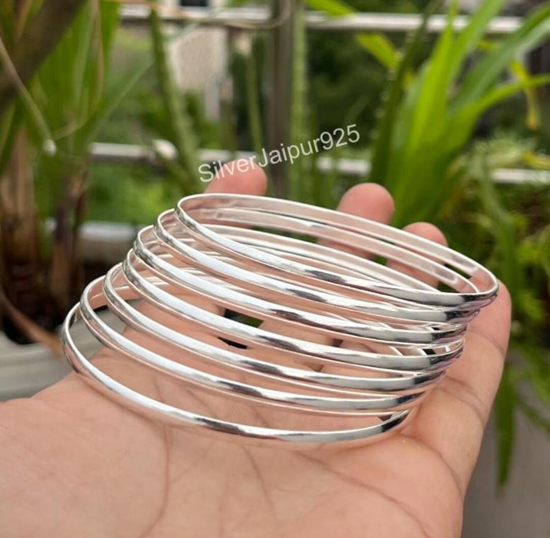 Sets of 7 Bangles, 925 Sterling Silver Bangles, Women Gifts Bangles ...