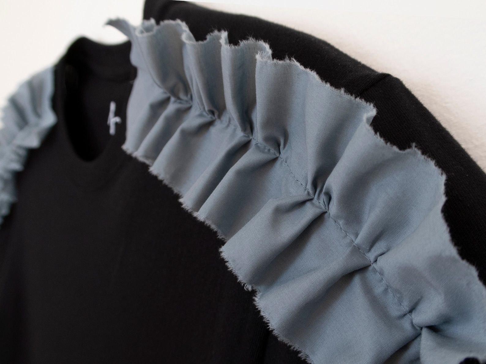 Light Blue Cotton Voile Ruffle T-shirt. Women's Ruffle T Shirt. Elegant ...