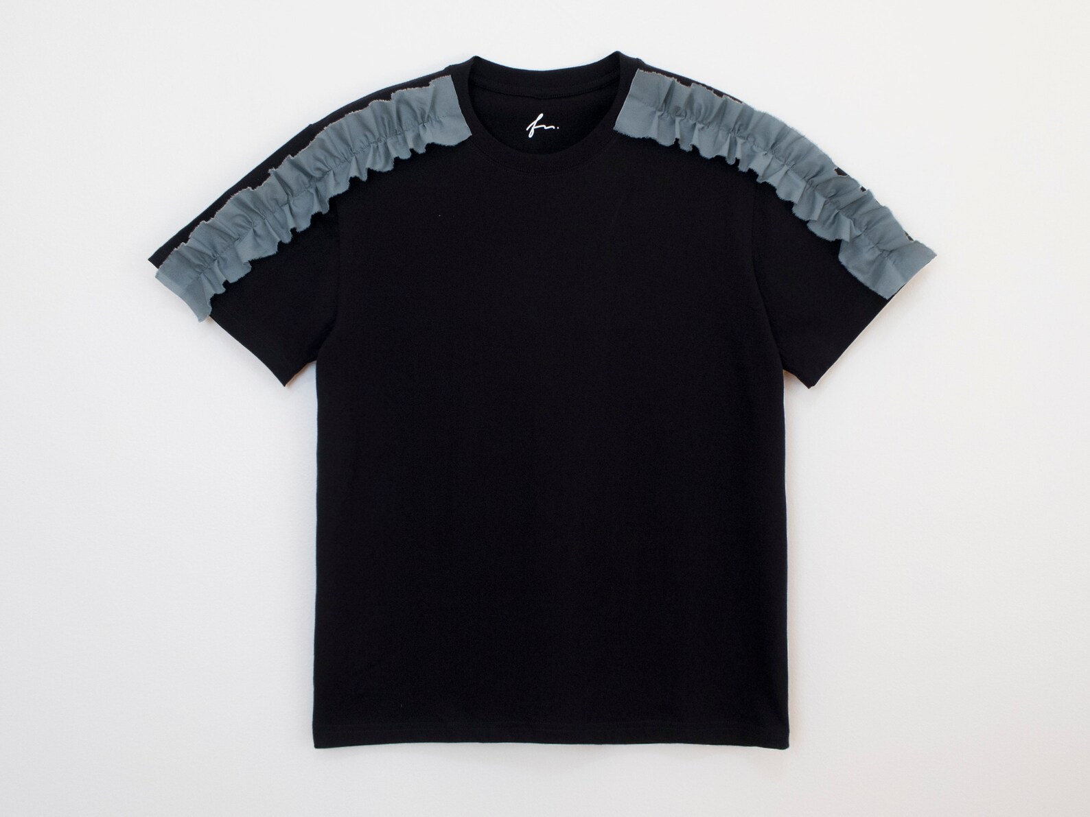 Light Blue Cotton Voile Ruffle T-shirt. Women's Ruffle T Shirt. Elegant ...