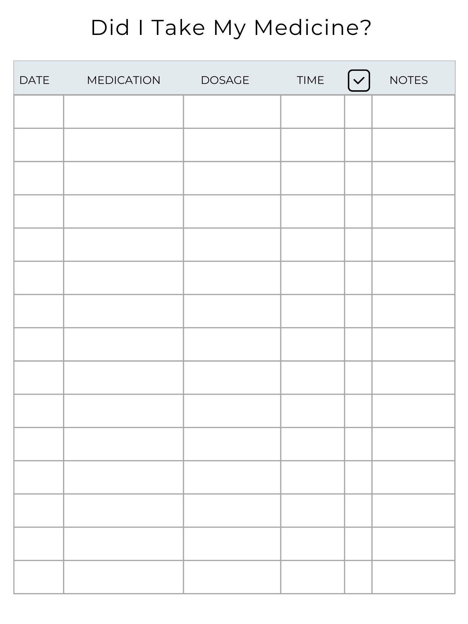 Medication Chart Checklist - Etsy