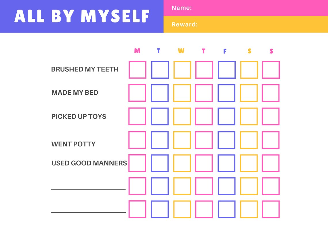 Colorful Potty Training Reward Chart - Etsy