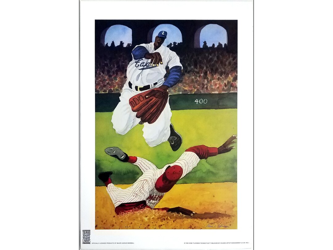 Double Play by Dane Tilghman Art Poster 1996 Negro Leagues Baseball ...
